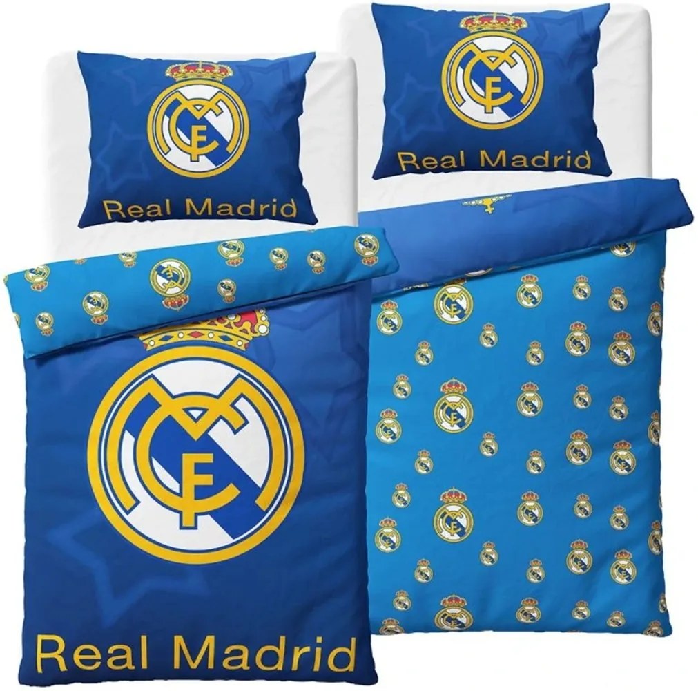 Bavlněné ložní povlečení FC Real Madrid - motiv Blue Stars - 100% bavlna Renforcé - 70x90 cm + 140x200 cm