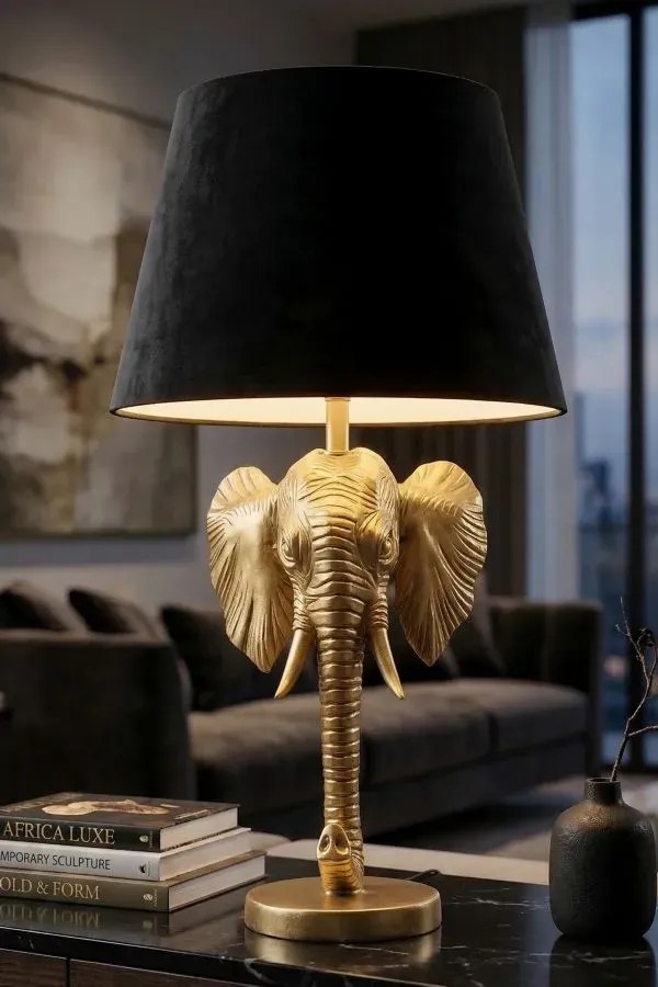 Stolní lampa Elephant 59 cm černo-zlatá