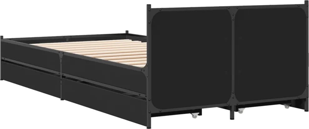 Rám postele se zásuvkami černý 75 x 190 cm kompozitní dřevo 3279972