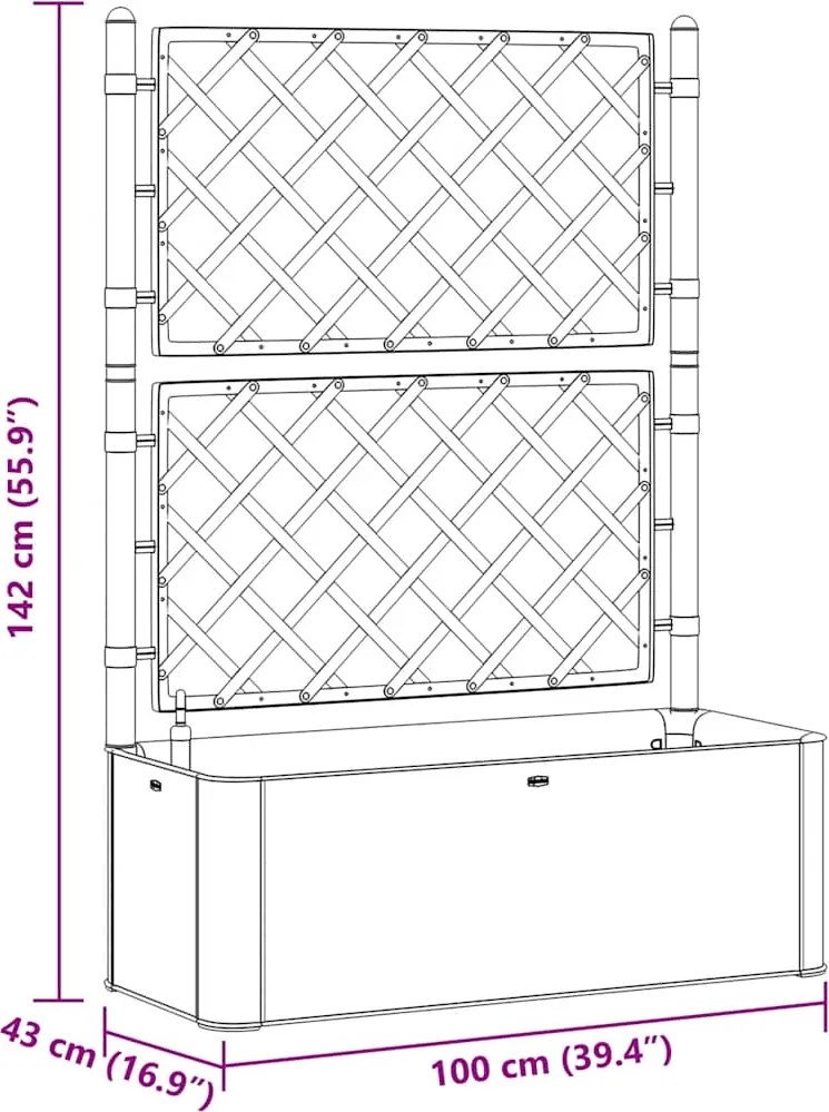 vidaXL Marketos Zahradní vyvýšený záhon s treláží a samozavlažováním mokka