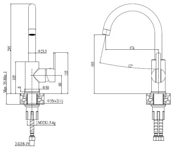 ALVEUS SET0026 - Kuchyňský dřez LINE + dřezová baterie TONIA 29,5 cm satin/chrom