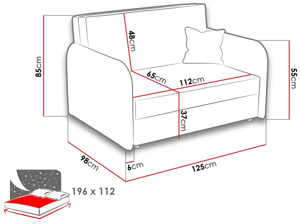 Dvoumístná rozkládací pohovka BELA LOFT 2 - růžová