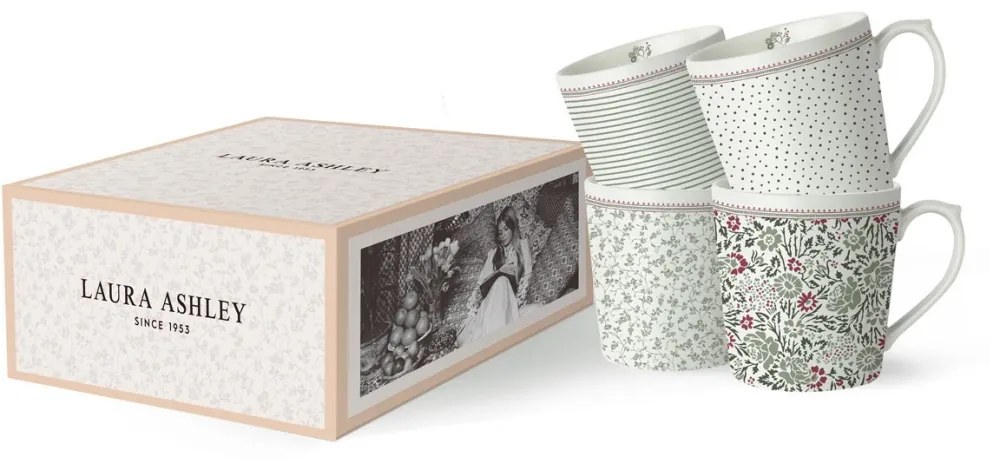 Sada porcelánových hrnků Laura Wild assorti  220ml 4-set box, Laura Ashley UK