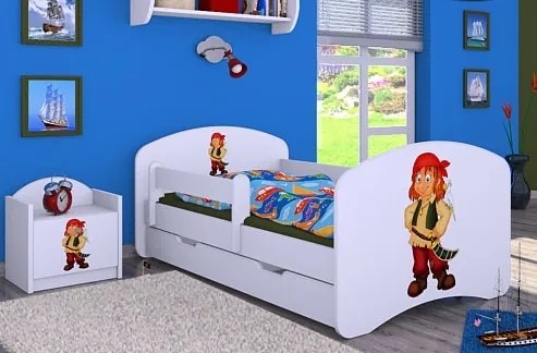 MAXMAX Dětská postel se šuplíkem 140x70cm PIRÁT