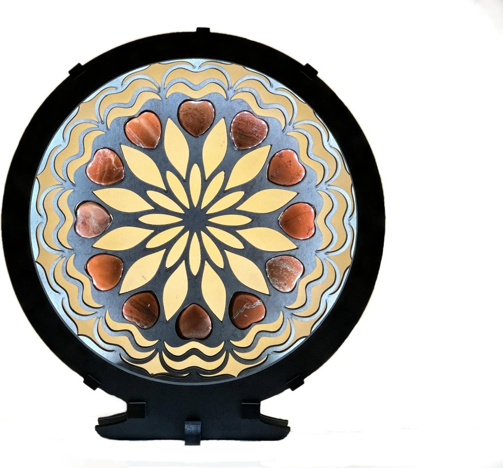 Li-Go "Srdce, karneolová mandala" Stolní lampa 20x22 cm černá s patinou