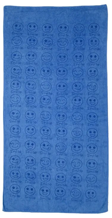 Rychleschnoucí osuška SMAJLÍK 70 x 140 cm modrá, 100% mikrovlákno