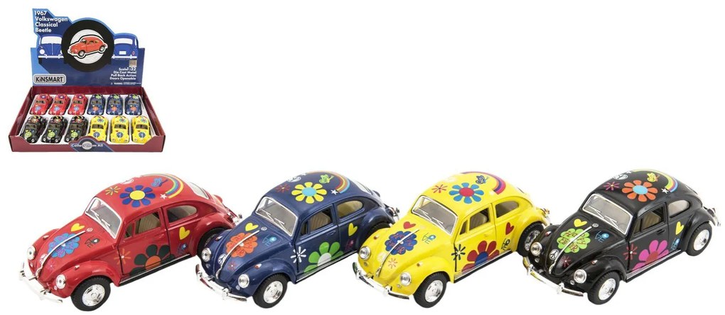 Auto Kinsmart VW Classical Beetle kov/plast 13cm na zpětné natažení 4 barvy