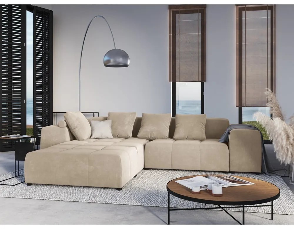 Béžový sametový polštář k modulární pohovce Rome Velvet - Cosmopolitan Design