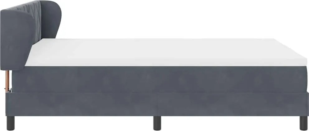 Postel s boxspringem s čelo Tmavě šedá 140 x 190 cm samet 3340437