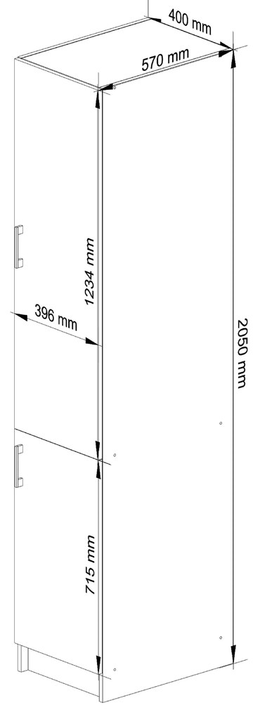 Potravinová kuchyňská skříň Lula S40 (bílá + dub sonoma). 1069049