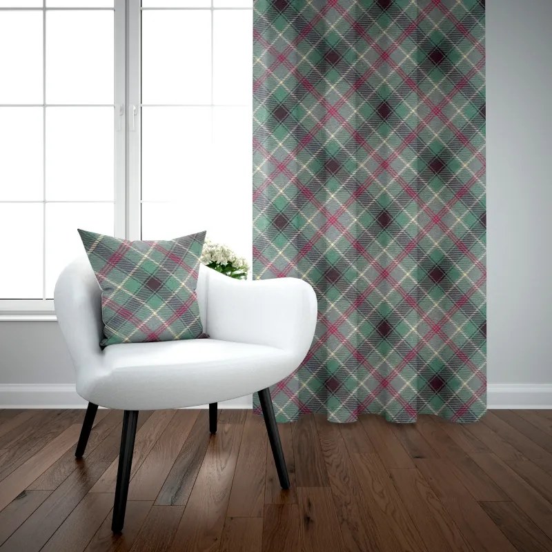 Ervi Gobelínový zatemňovací termo závěs - Tradiční zelený tartan
