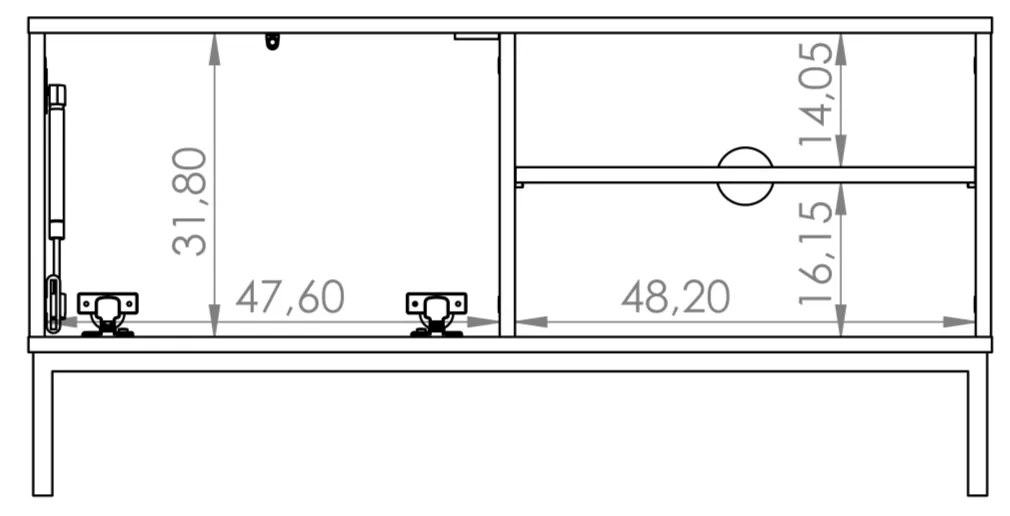 GAB TV stolek QUER RTV 1D, Bílá 100 cm