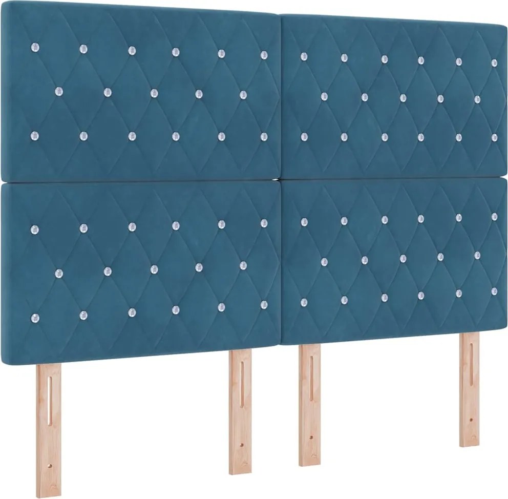Postel s boxspringem s čelo Tmavě moddrá 200 x 140 cm samet 3344454