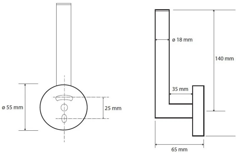 HOPA Držák toaletního papíru rezervní, 55×165×65 mm Barva - Bílá KDBE104112034