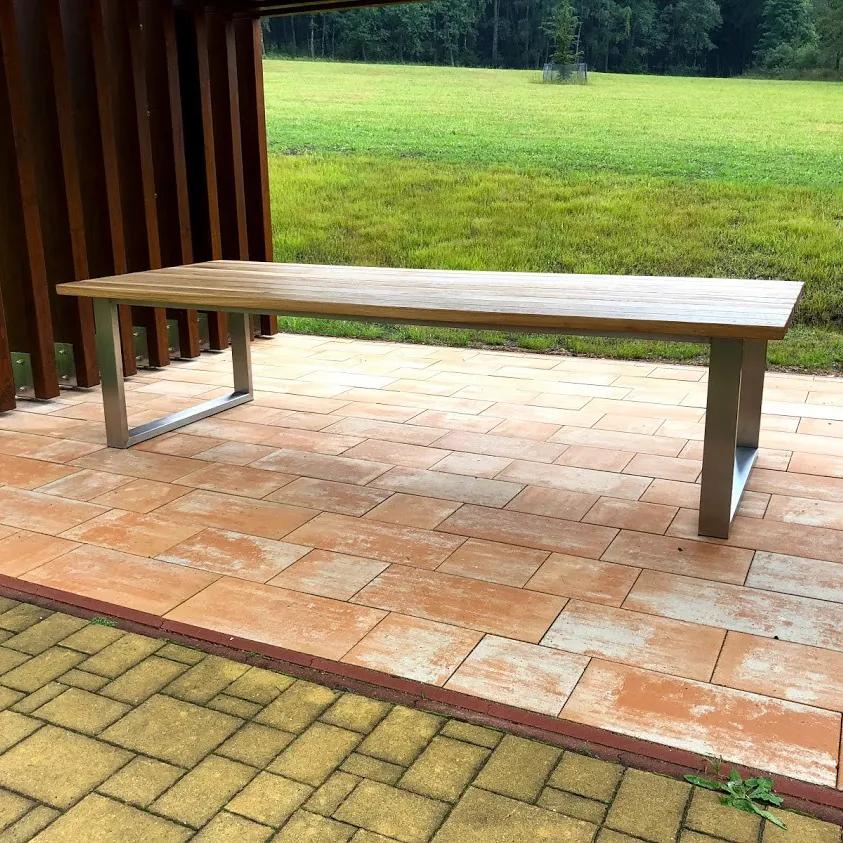 KULHÁNEK Zahradní stůl s nerezovou podnoží XXL Odstín nátěru: individuální, Velikost desky: 250x90 cm
