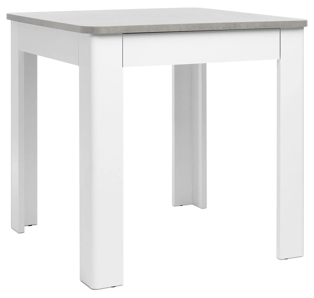 FARELA Jídelní stůl se zásuvkou Solo, 80 cm, beton/bílá