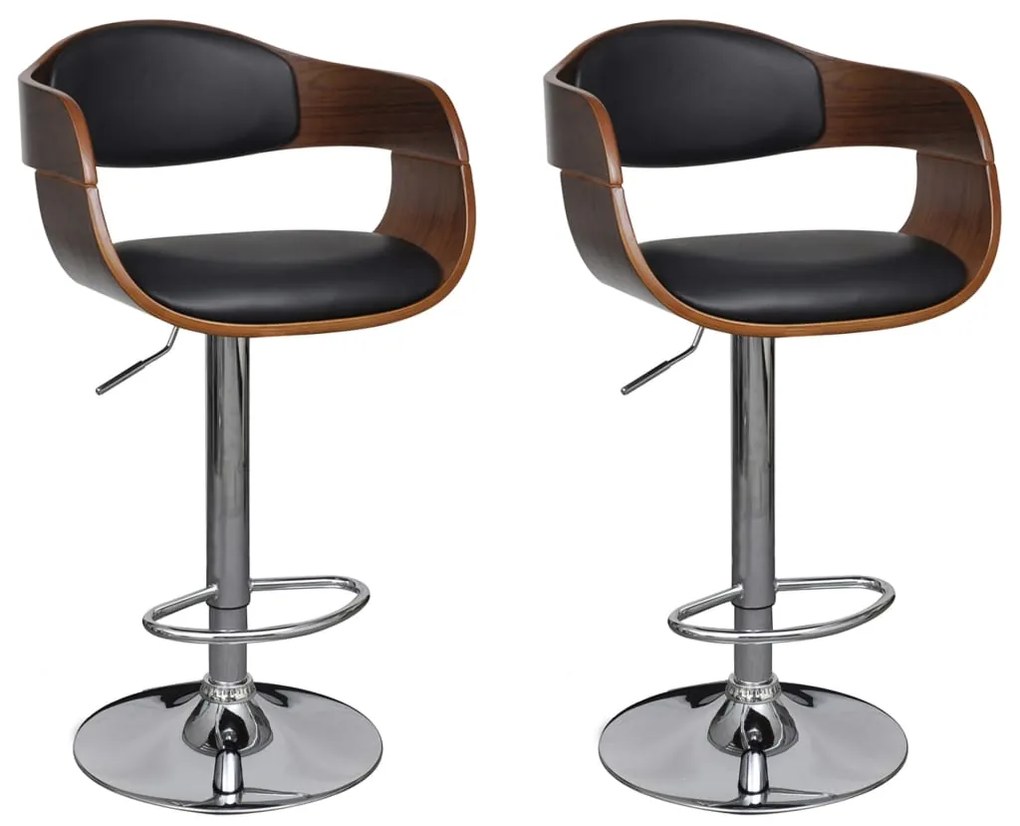 3052716 vidaXL 3052716  Bar Stools 2 pcs Black Bent Wood and Faux Leather (2x241053)