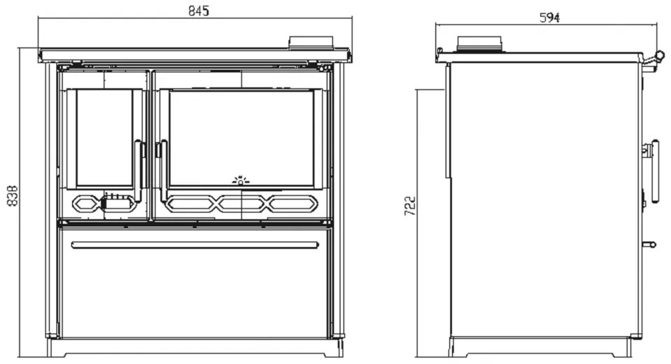 PLAMEN Sporák na tuhá paliva 850 GLAS - L černý