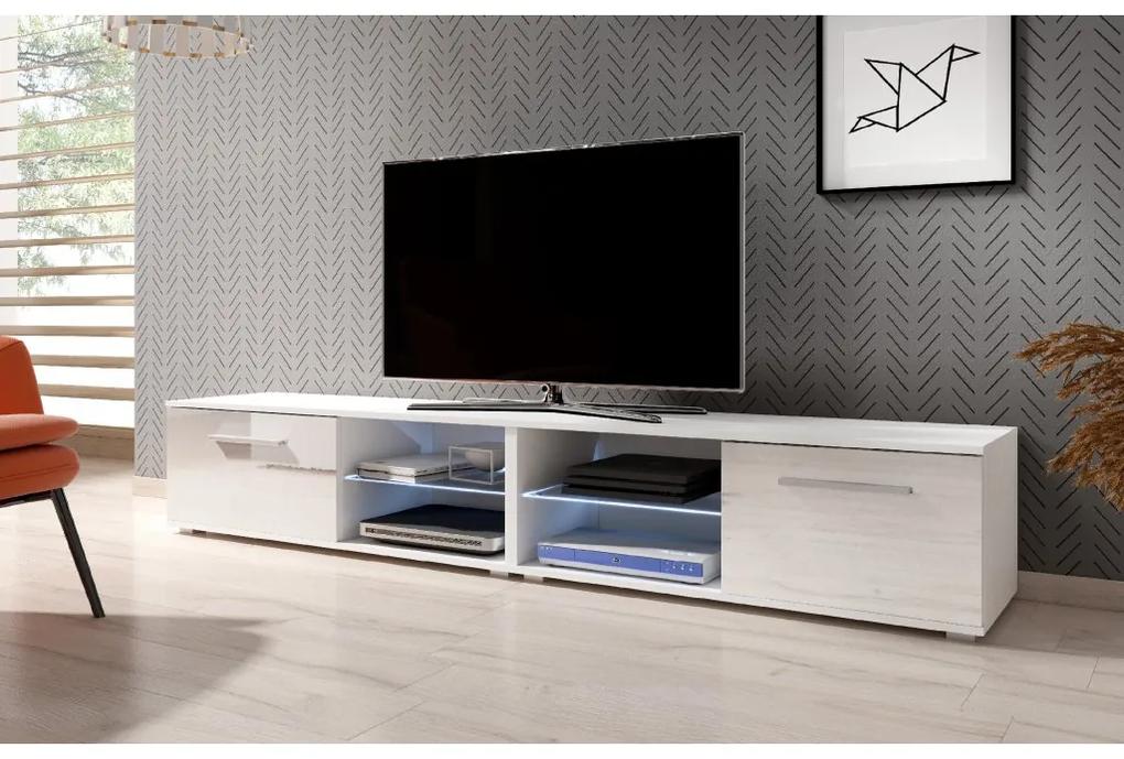 VIVALDI Televizní stolek MOON DOUBLE (200) bílý, s LED osvětlením