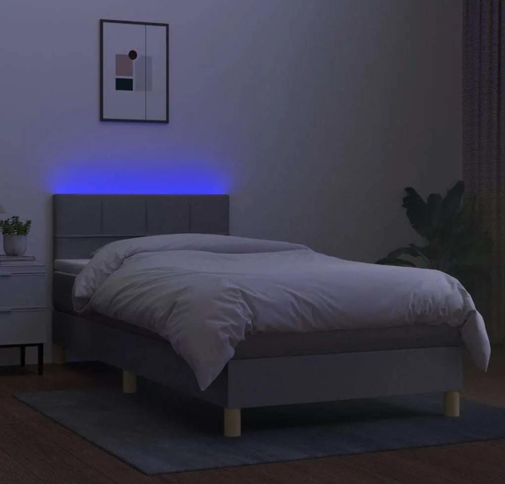 vidaXL Box spring postel s matrací a LED 80 x 200 cm textil [3133669] Barva: světle šedá