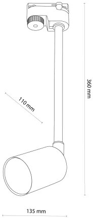 Lustr na tyči do lištového systému TOP 1xGU10/10W/230V zlatá/černá