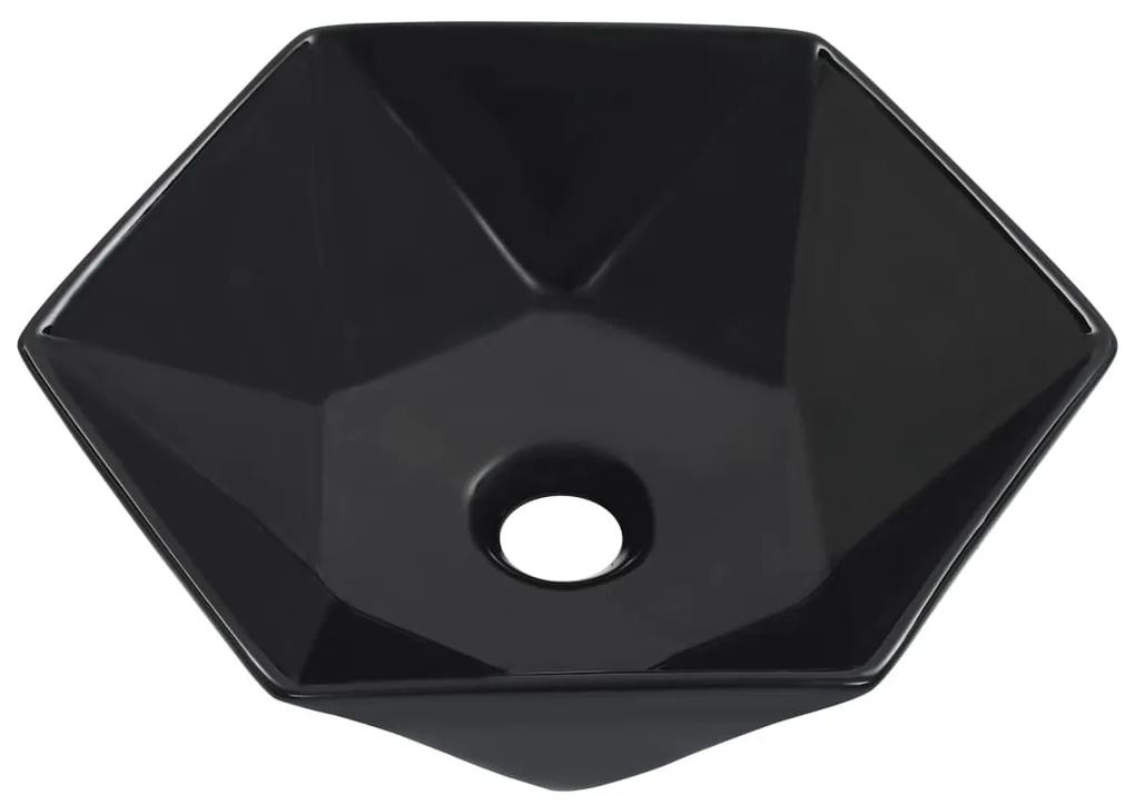 vidaXL Umyvadlo černé 41 x 36,5 x 12 cm keramika