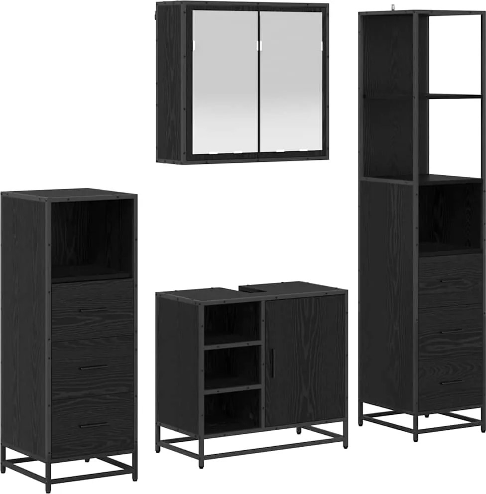 Sada koupelnového nábytku 4 ks Černý dub 65 x 33 x 60 cm 3402413