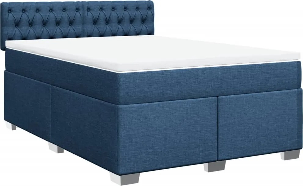 Box spring postel s matrací modrá 140x200 cm textil 3288224