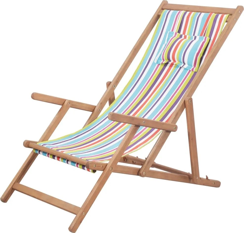 vidaXL Skládací plážové křeslo masivní eukalyptové dřevo a textil [43998] Barva: krémová