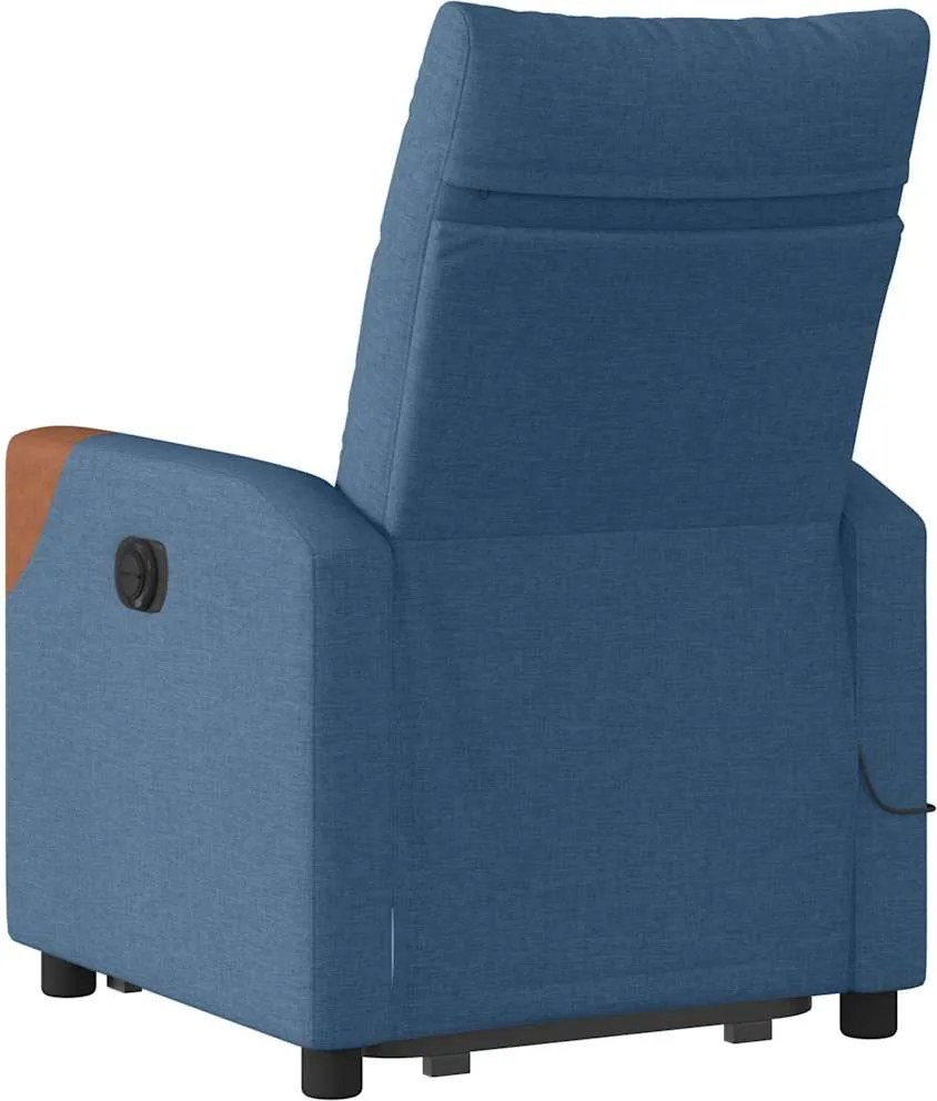 Zvedací masážní polohovací křeslo modré textil 3324020