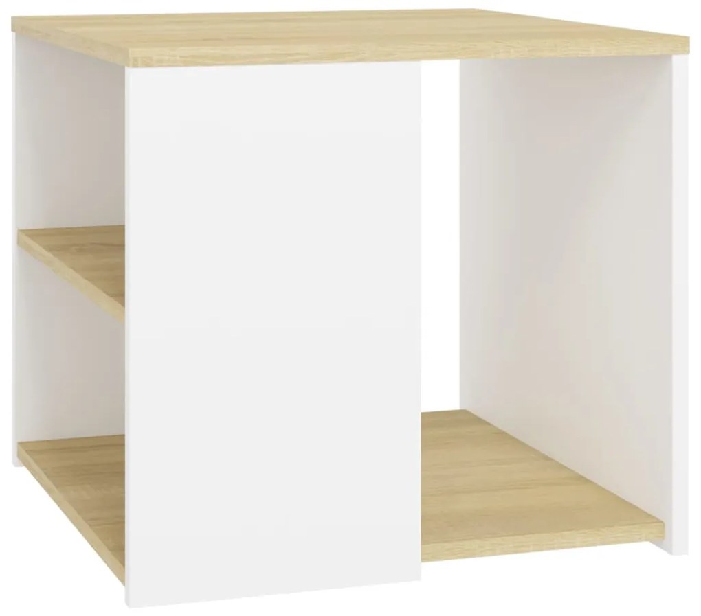 vidaXL Odkládací stolek dub sonoma a bílý 50 x 50 x 45 cm dřevotříska