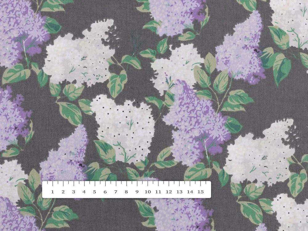 Biante Bavlněný povlak na polštář Sandra SA-384 Květy šeříku na šedém 45 x 45 cm