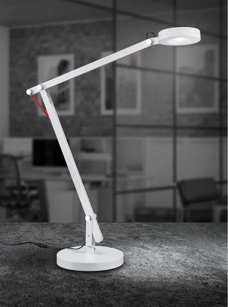 Bílá LED stolní lampa s ohybatelnou konstrukcí (výška 90 cm) Amsterdam – Trio