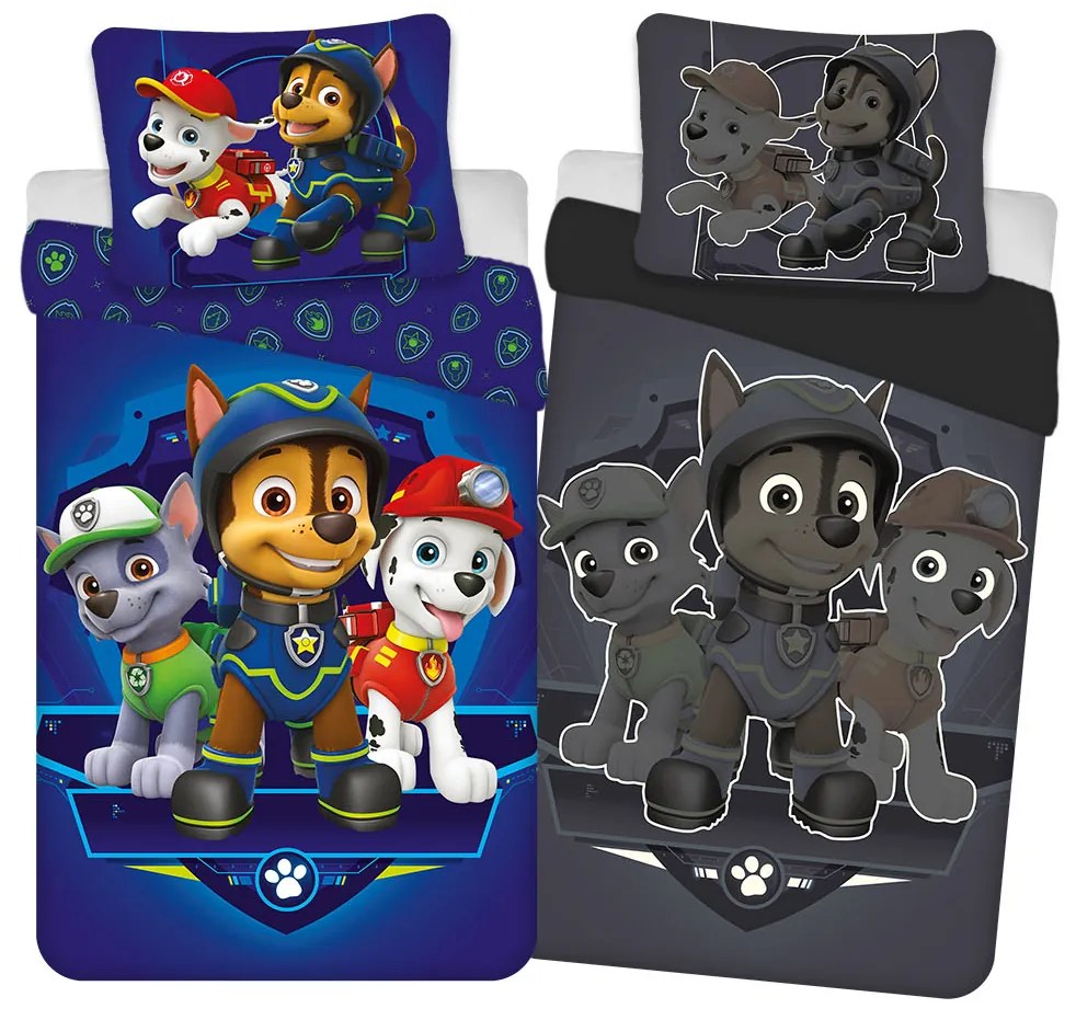 Svítící povlečení PAW PATROL Team logo modré Rozměr povlečení: 70 x 80 cm | 140 x 200 cm