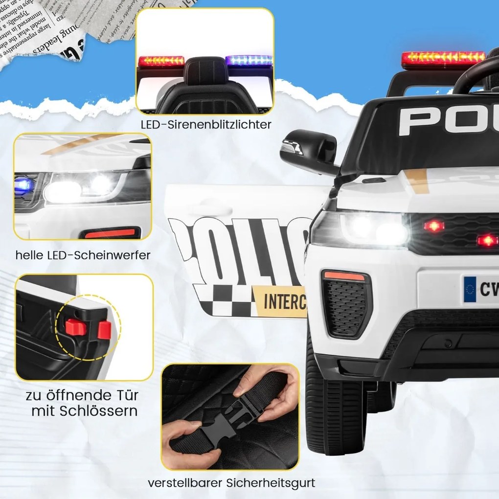 Costway 12 V dětské elektrické auto Police elektrické dětské auto s dálkovým