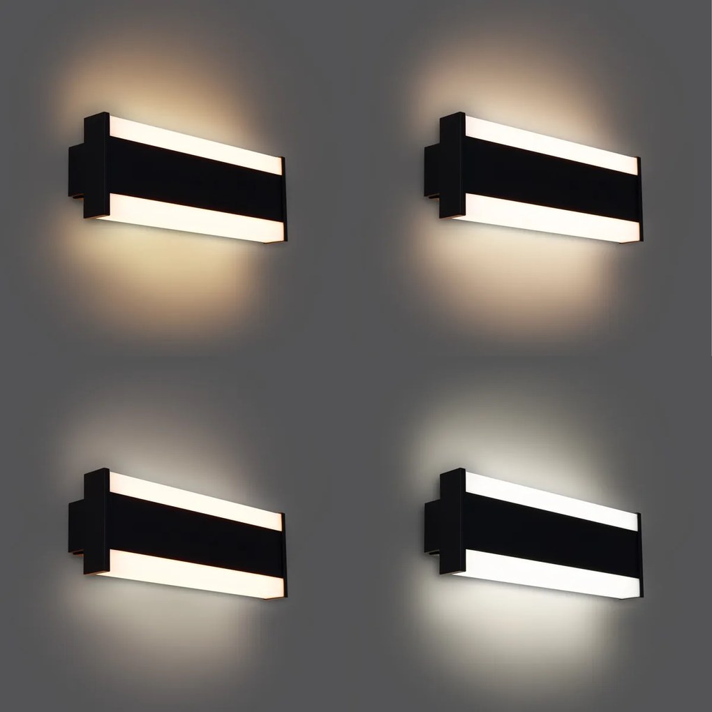 Moderní nástěnné svítidlo černé 30 cm vč. LED CCT IP54 - Vanya