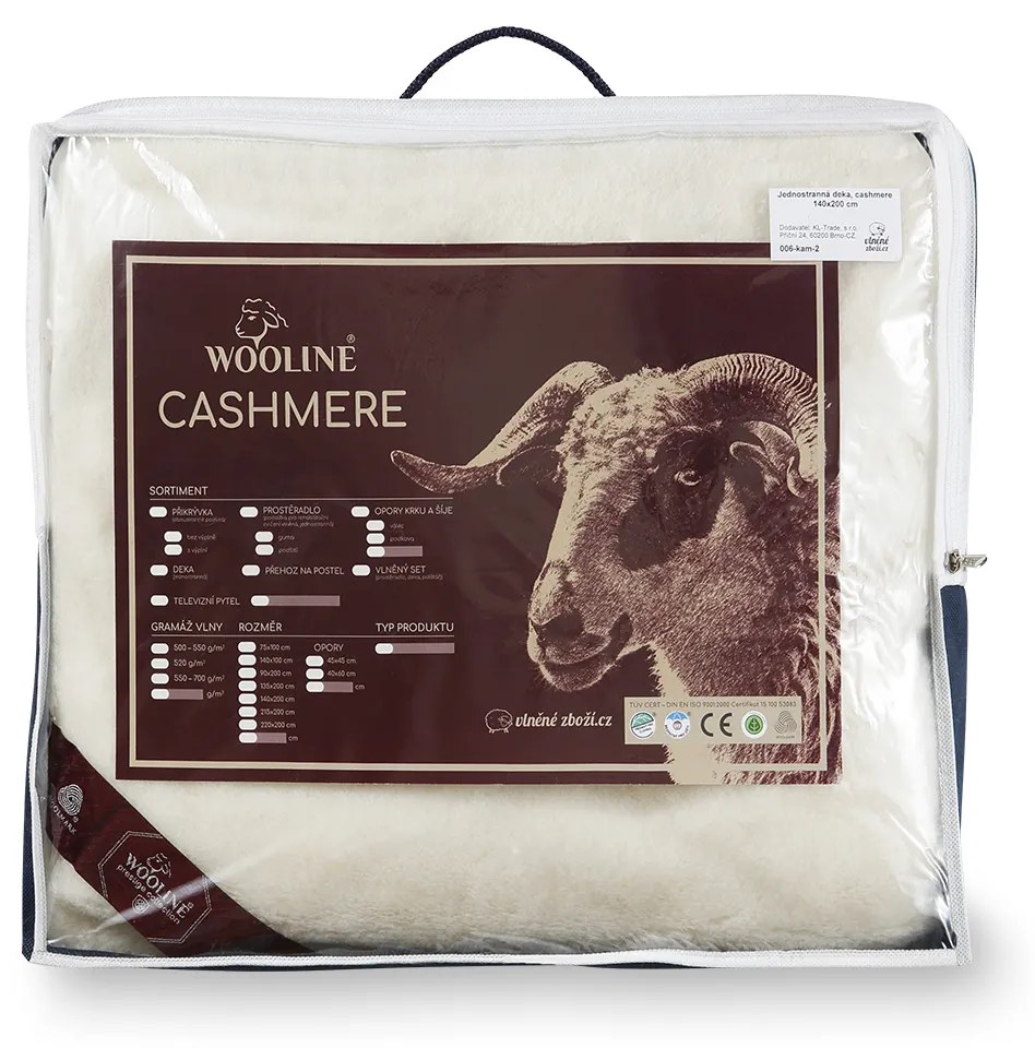Wooline Vlněná deka krémová 140x200 cm, kašmír