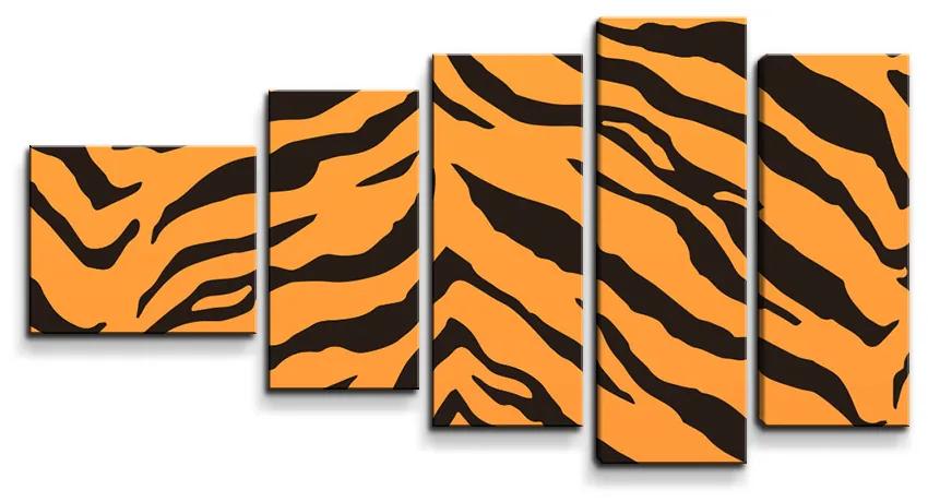 Sablio Obraz - 5-dílný Tygří vzor - 100x60 cm