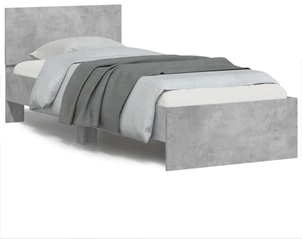 Rám postele s čelem betonově šedý 90 x 200 cm kompozitní dřevo - Default Title
