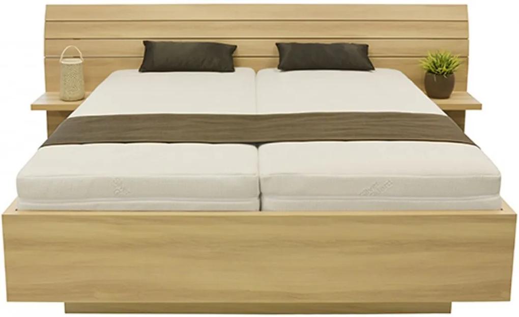 Ahorn SALINA - dvojlůžková postel s širokým čelem 120 x 200 cm dekor dub světlý