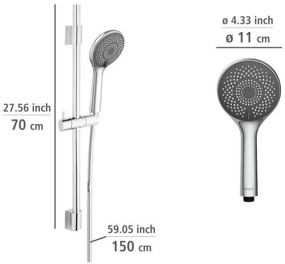 WENKO 25452100 - Sprchový set WATERSAVING SYSTEM 70 cm stříbrná