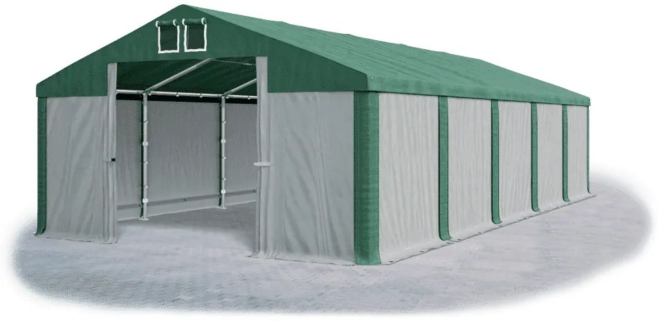 Garážový stan 6x10x2,5m střecha PVC 560g/m2 boky PVC 500g/m2 konstrukce ZIMA Zelená Šedá Zelené