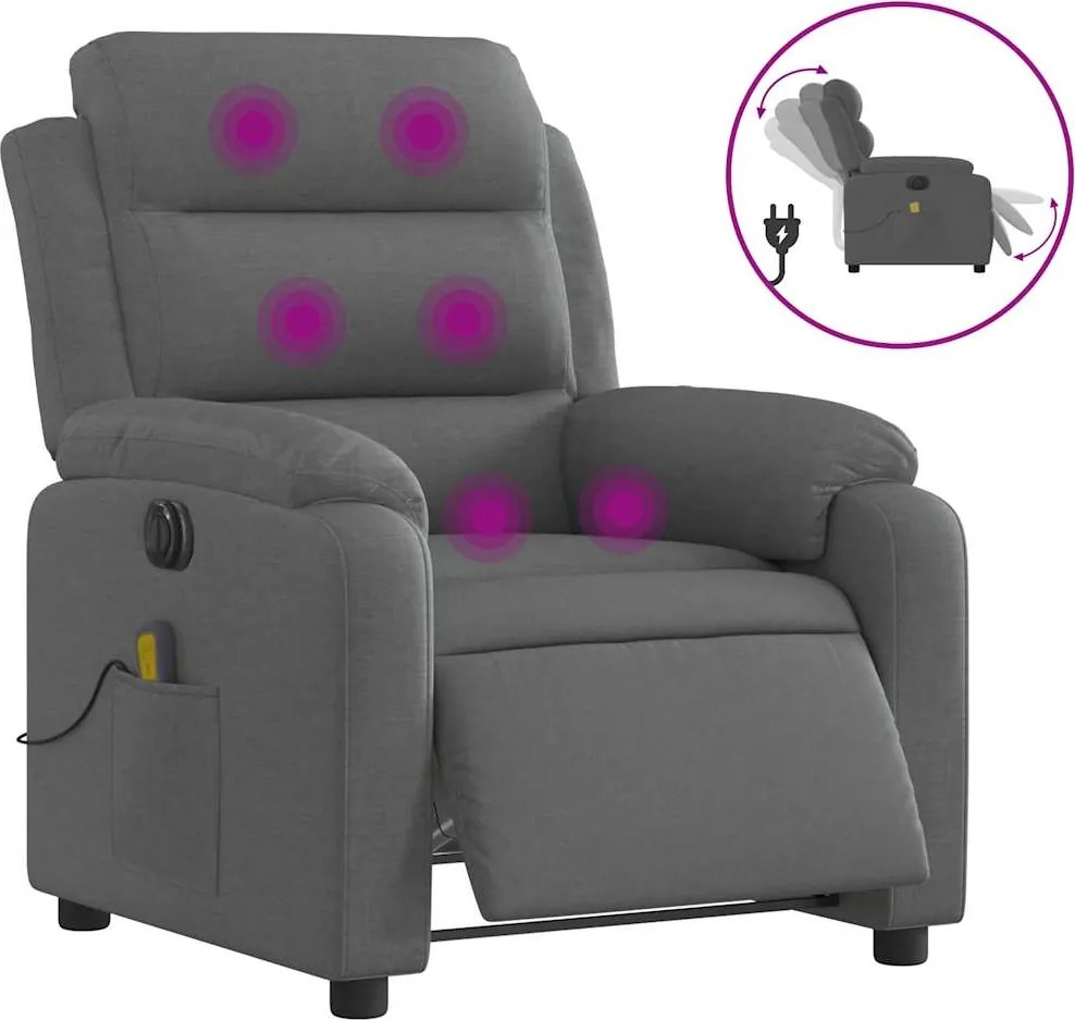Elektrické masážní polohovací křeslo tmavě šedé textil 3204969