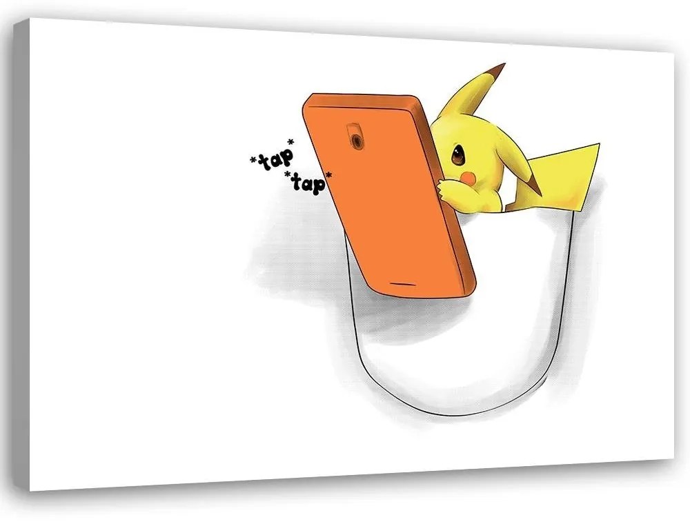 Gario Obraz na plátně Pokémon Pikachu s telefonem - Victoria Bravo Rozměry: 60 x 40 cm