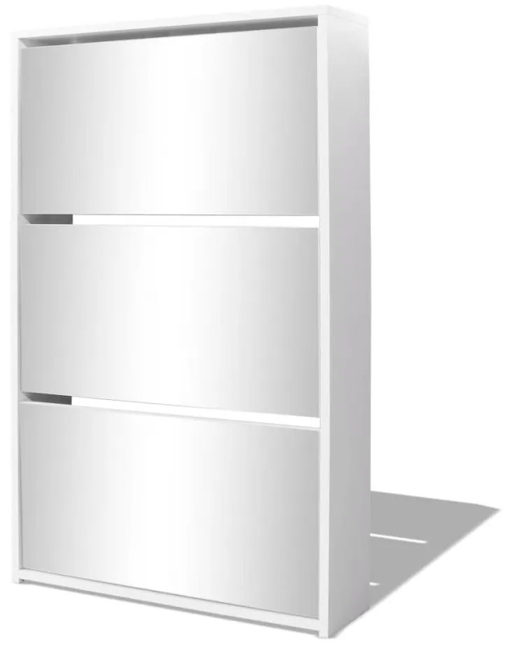 Botník třípatrový zrcadlo bílý 63 x 17 x 102,5 cm 243048