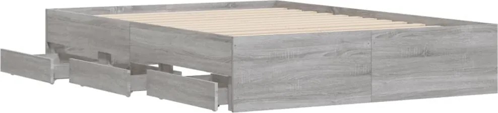 Rám postele se zásuvkami šedý sonoma 135 x 190 cm kompozit 3207313