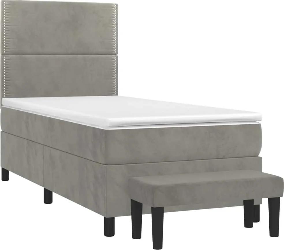 vidaXL Box spring postel s matrací 90x200 cm samet [3137765] Barva: Růžová