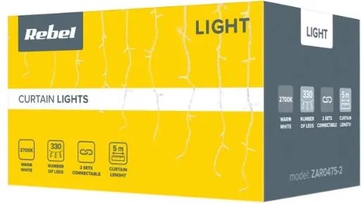 Vánoční venkovní LED osvětlení teplá bílá 5m, 330x LED, IP44 REBEL ZAR0475-2