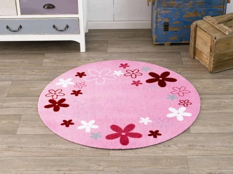Hans Home | Kusový koberec Deko round 101939, růžový
