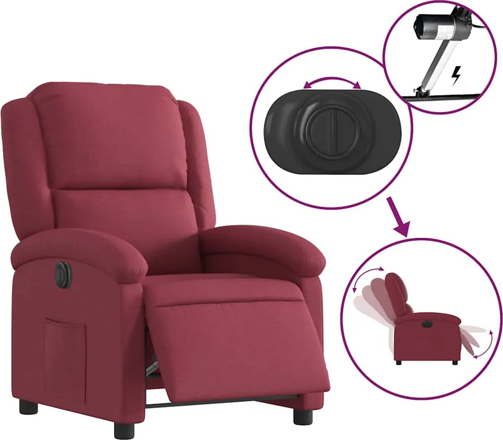 Elektrické polohovací křeslo vínové textil 3204143